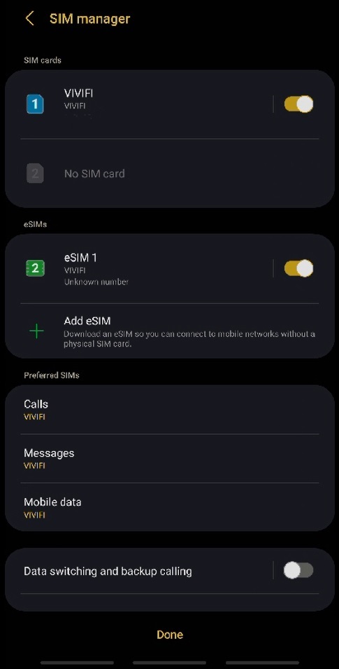 Setting up eSIM on device – VIVIFI